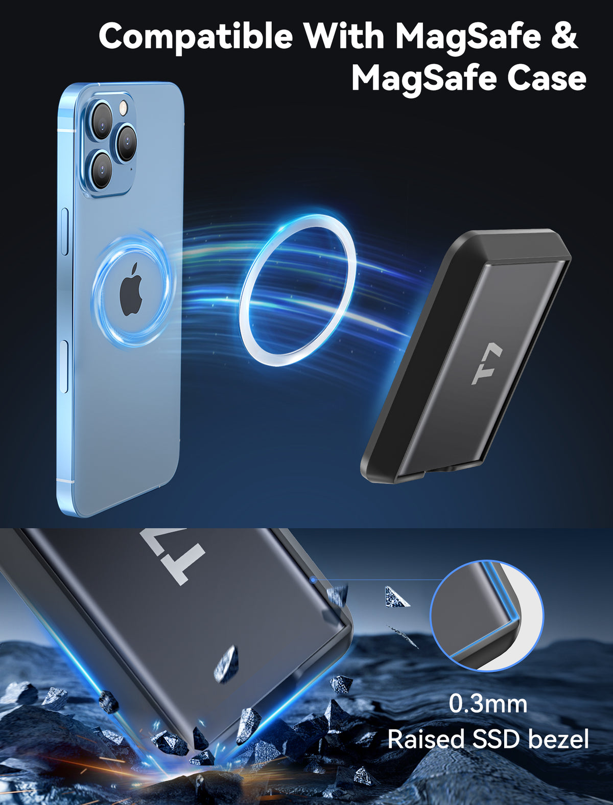 Magsafe SSD Case for Samsung T7 SSD for iPhone 15 Pro Max - TOPGO